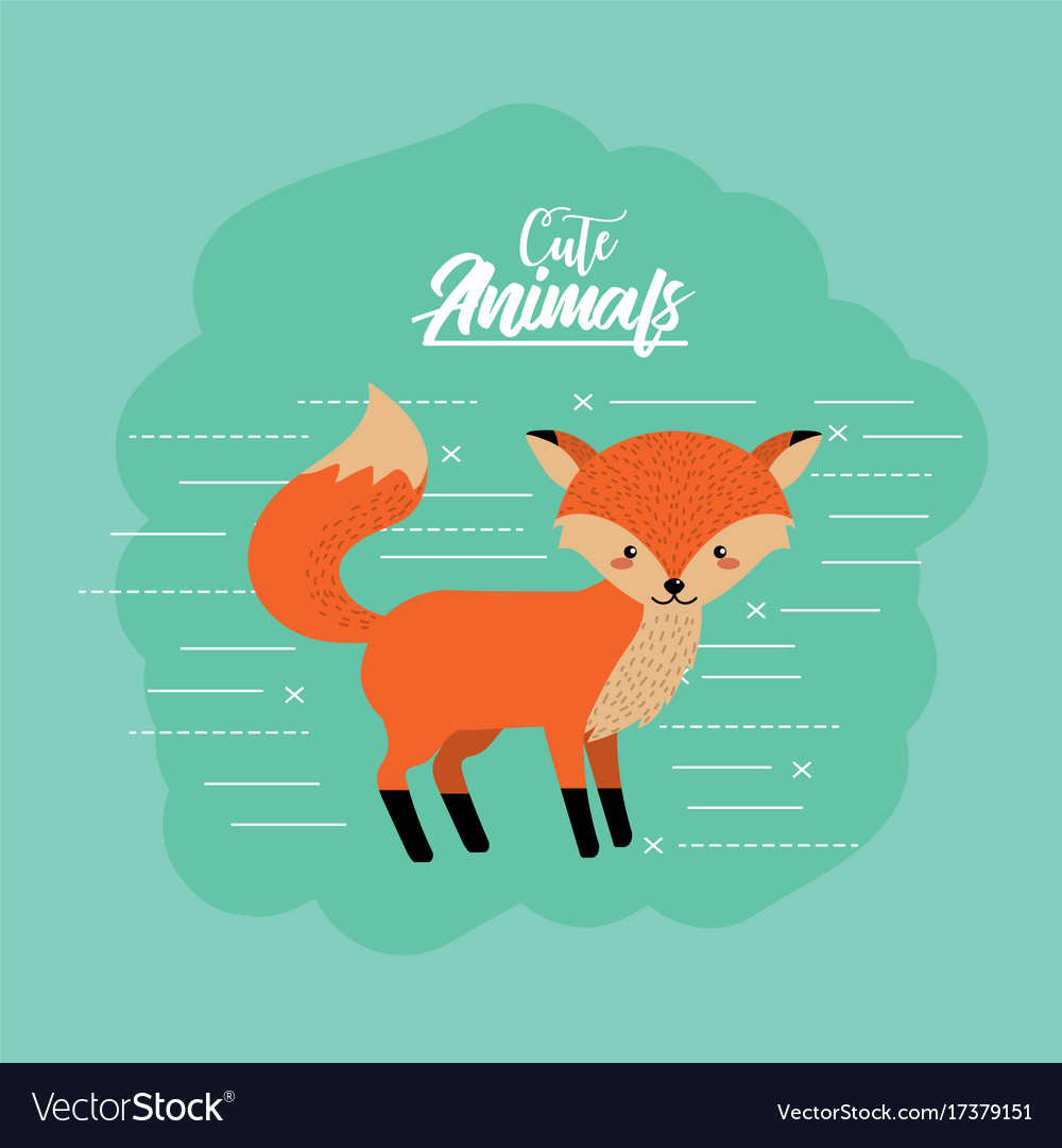 Cute fox animal to natural wildlife Royalty Free Vector