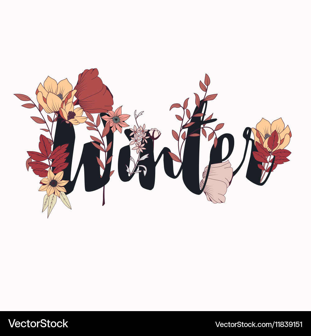 Flowers typography poster design text and florals Vector Image