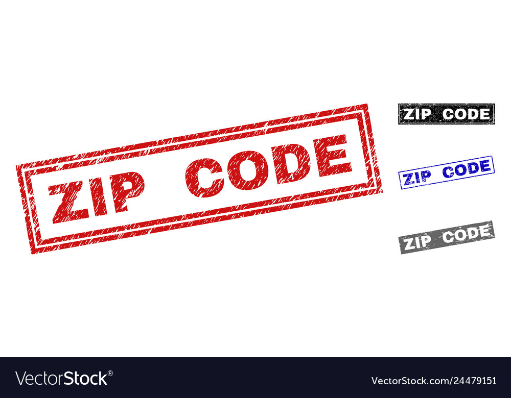 Grunge zip code textured rectangle stamps Vector Image