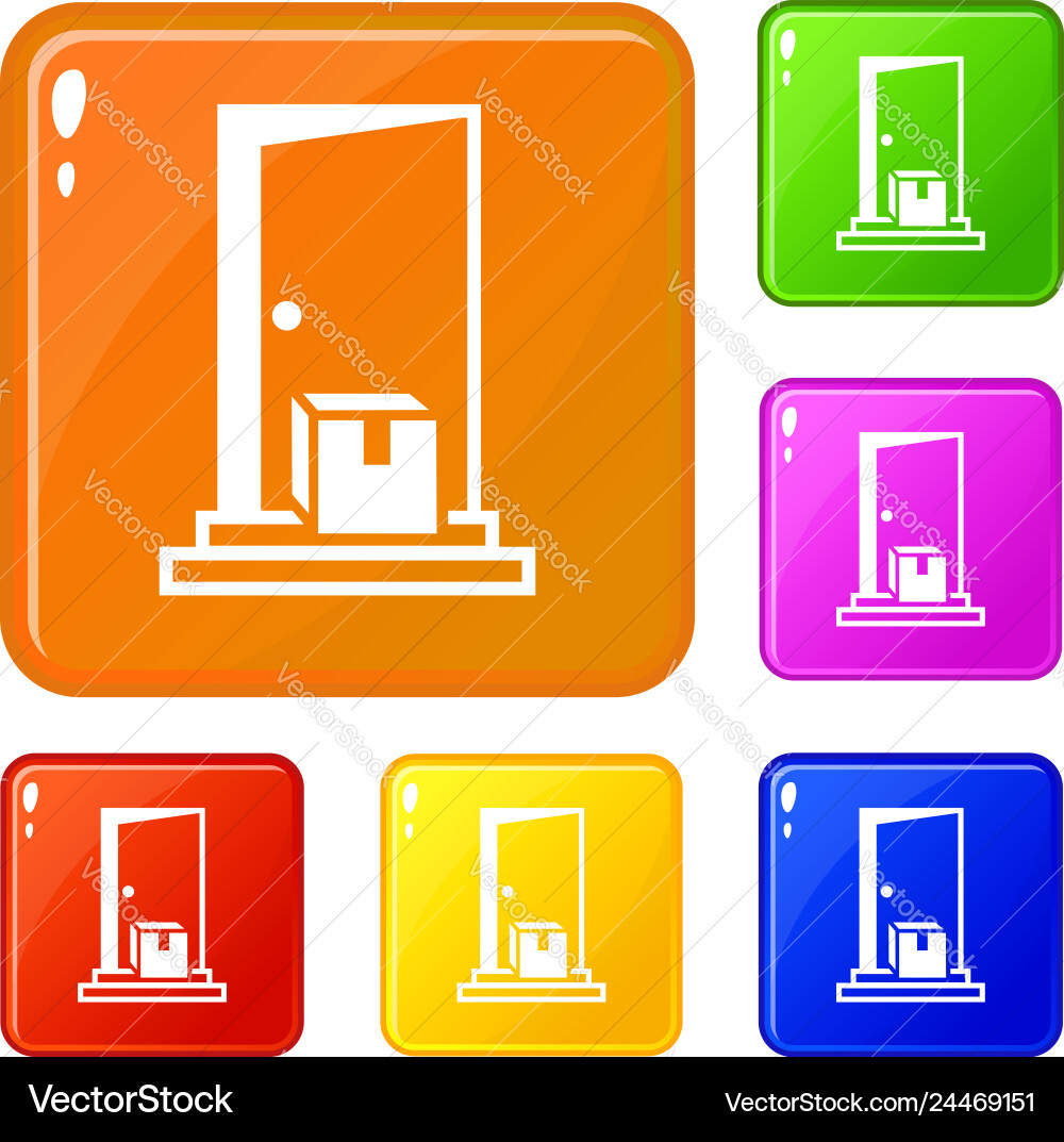 Home delivery box icons set color Royalty Free Vector Image