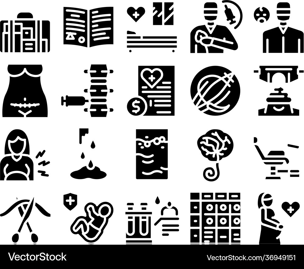Maternity hospital glyph set Royalty Free Vector Image