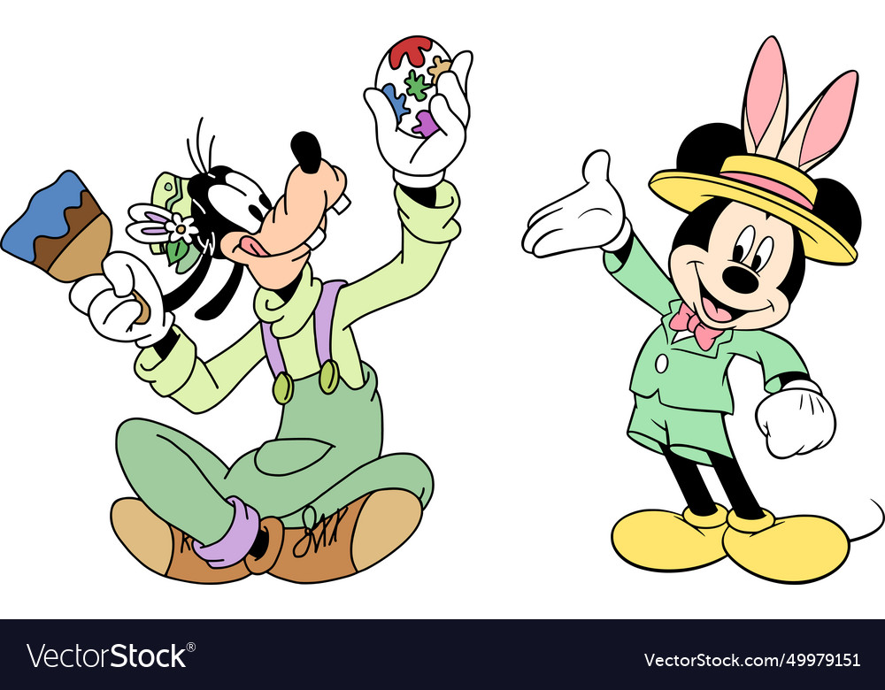 Mickey mouse cartoon easter Royalty Free Vector Image