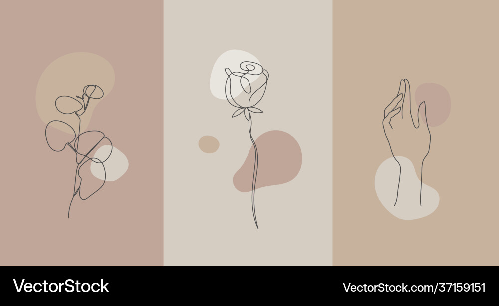 Minimalist style plants hand line flower Vector Image