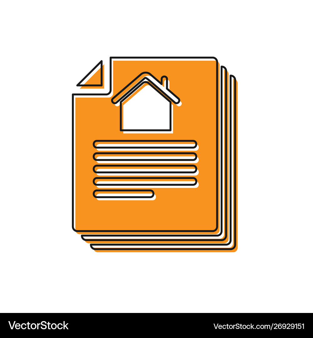 Orange house contract icon isolated on white Vector Image