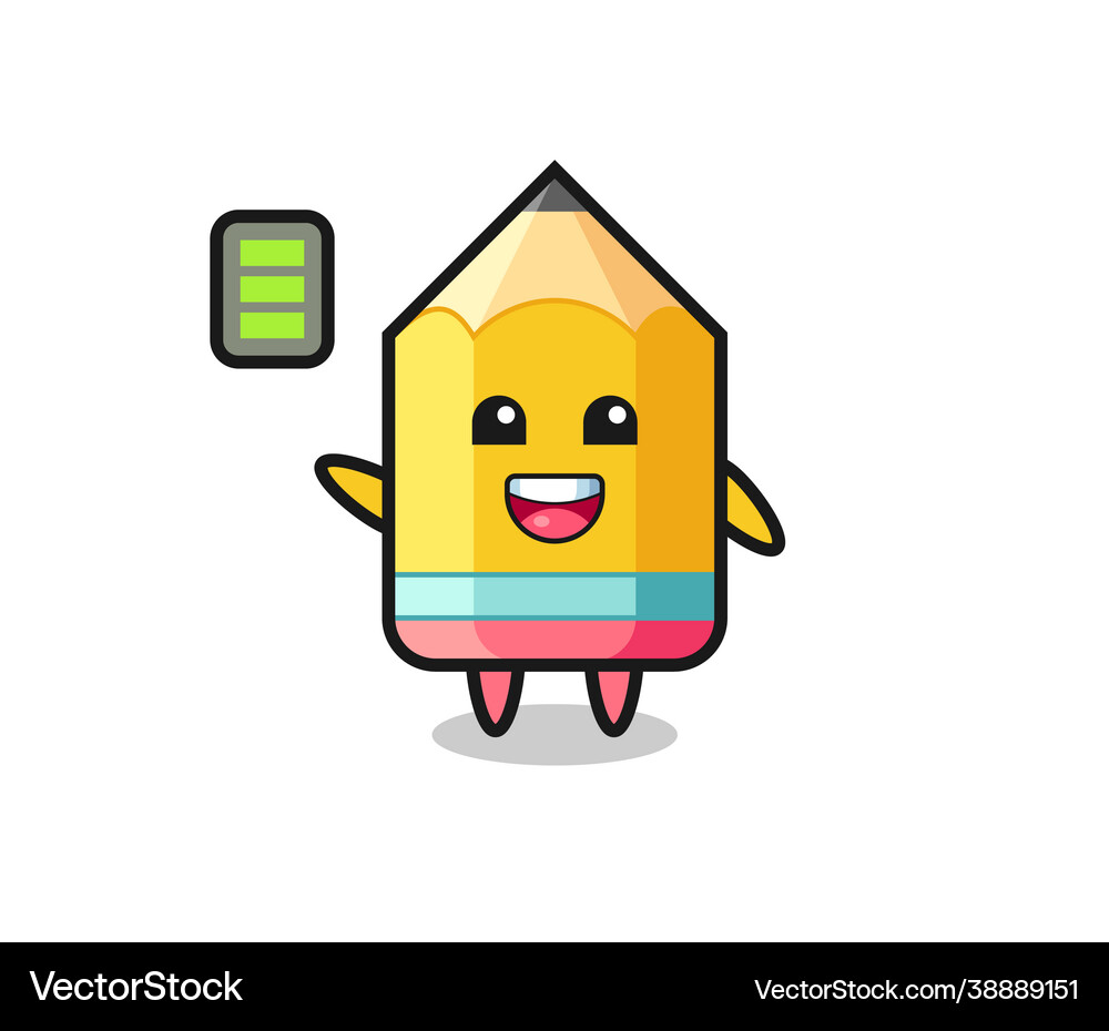 Pencil mascot character with energetic gesture Vector Image