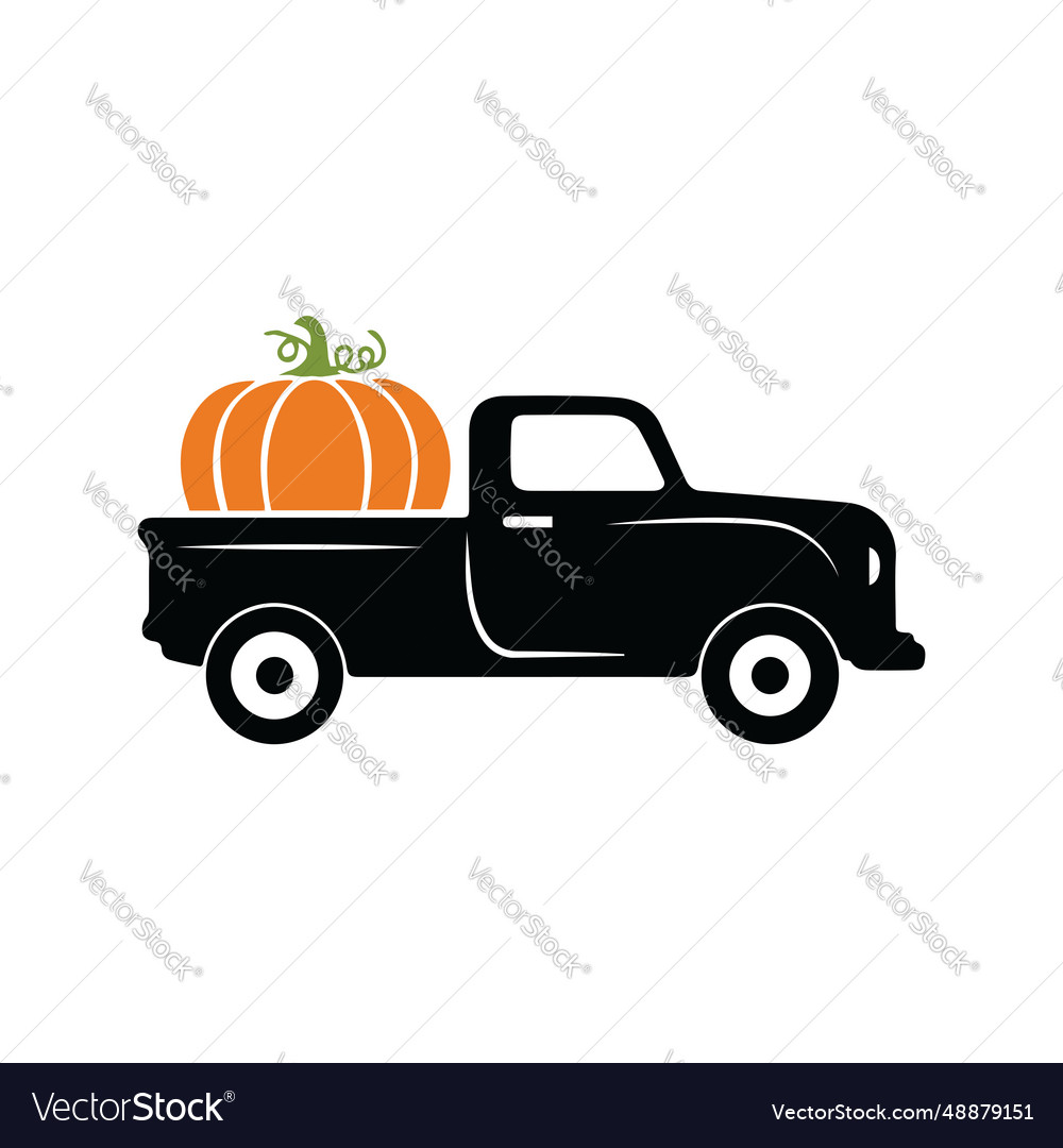 Pumpkin truck fall vintage Royalty Free Vector Image