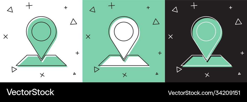 Set map pin icon isolated on white and green Vector Image