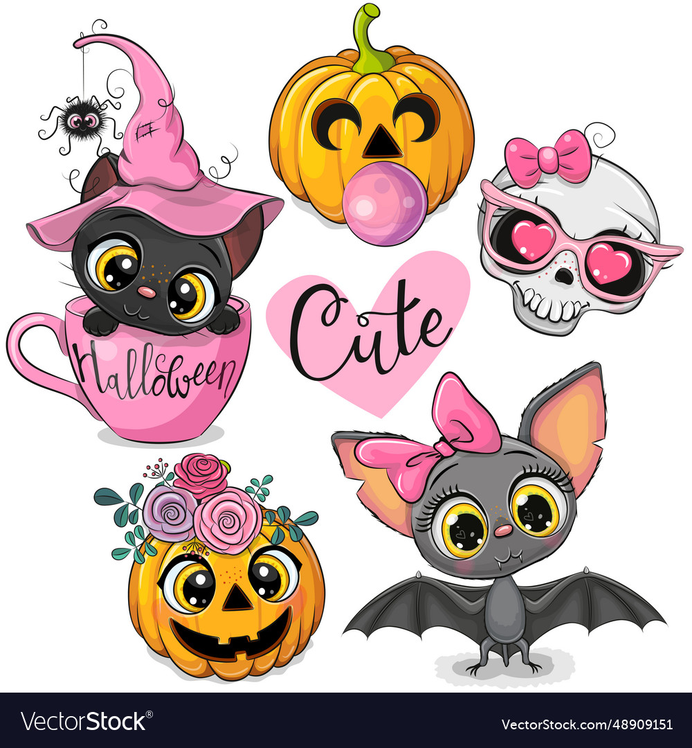 Set of cute halloween Royalty Free Vector Image