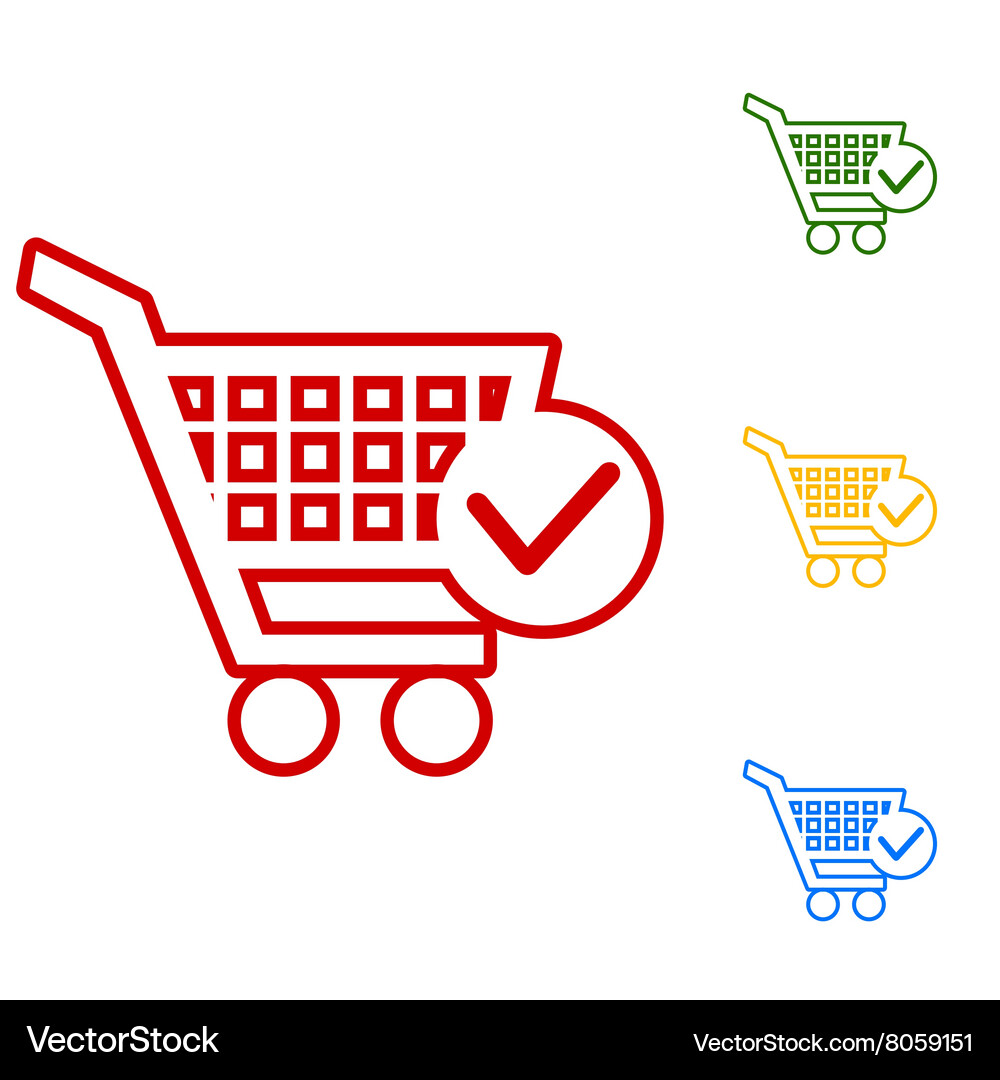 Shopping cart and check mark icon Royalty Free Vector Image