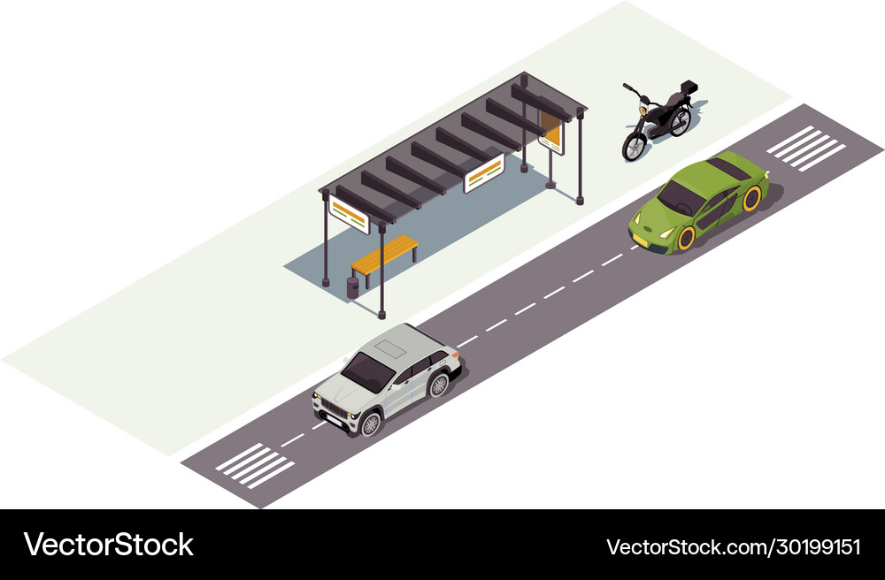 Waiting station isometric color bus stop Vector Image
