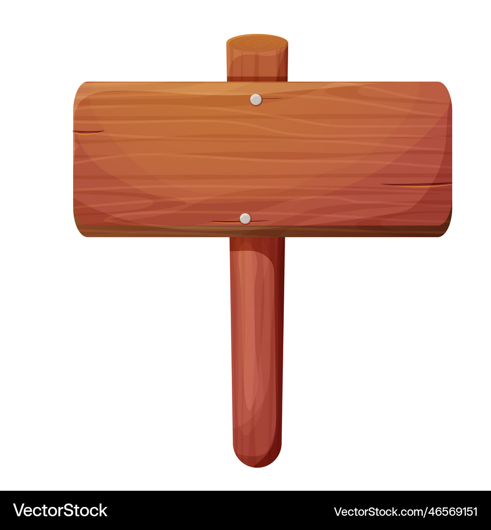 Wooden signboard plank frame on stick textured Vector Image