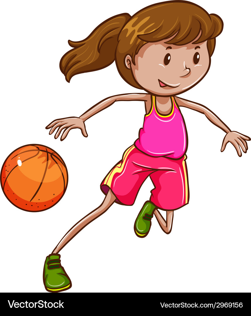 A simple coloured sketch a girl playing Royalty Free Vector