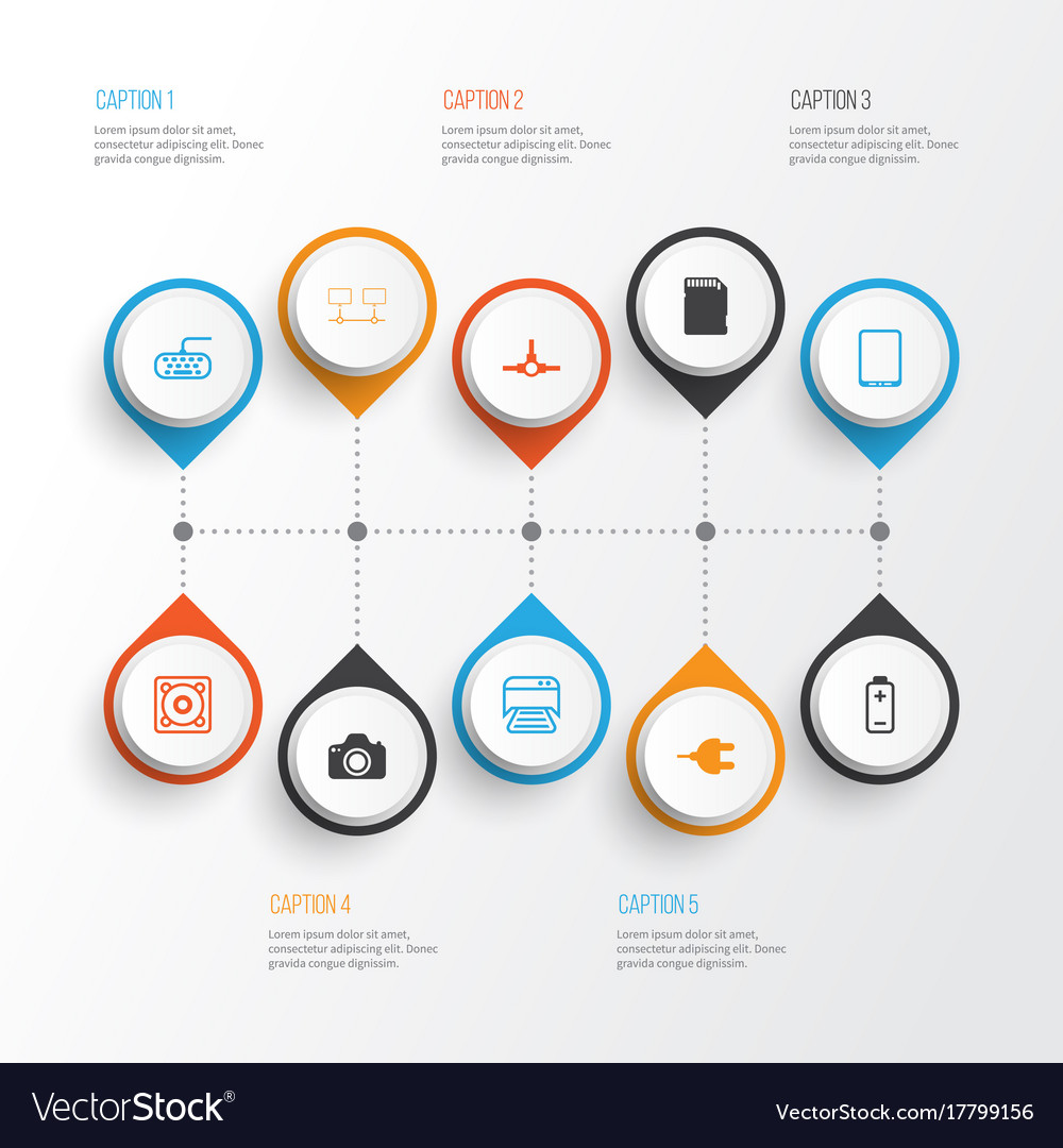Computer icons set collection of network Vector Image