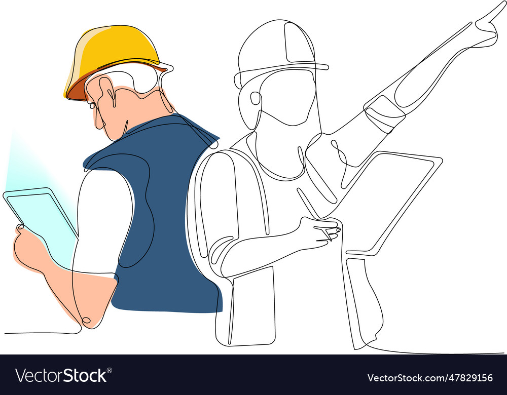 Construction manager and engineer working Vector Image