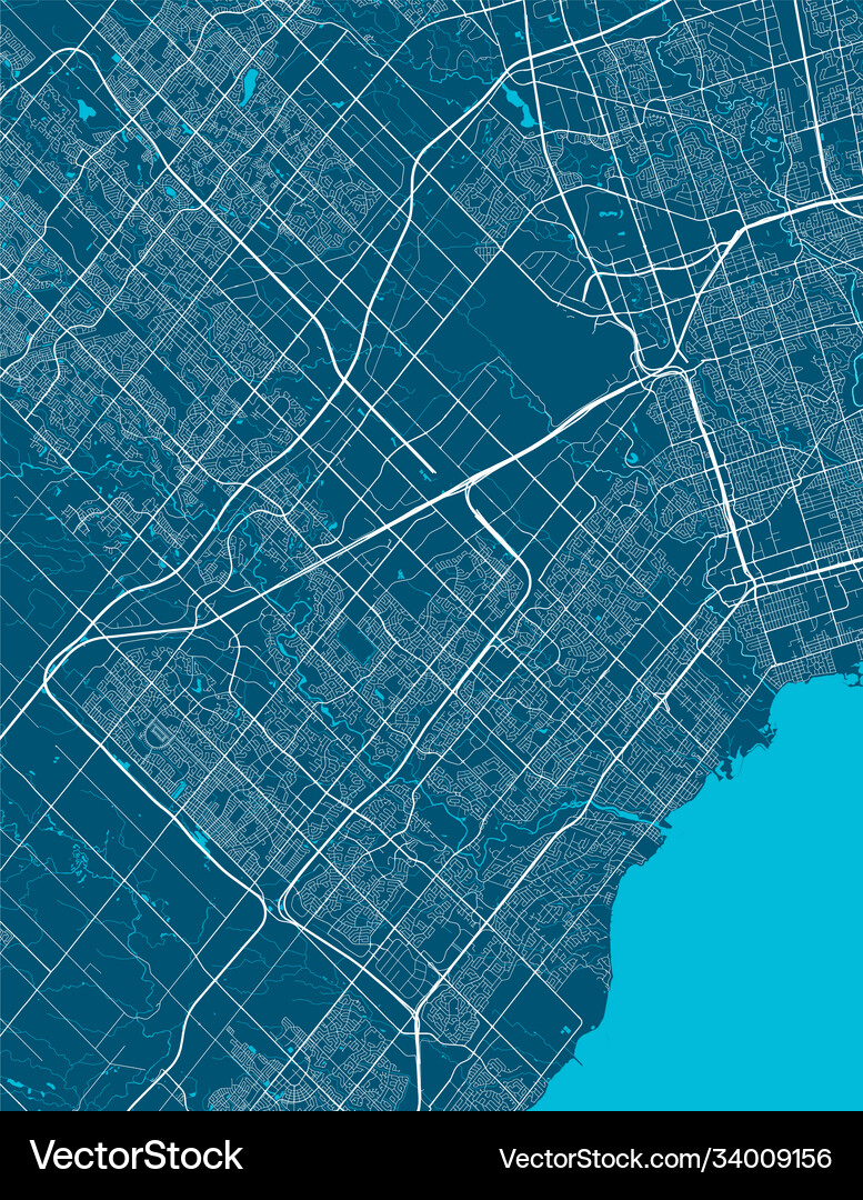 Detailed map mississauga city linear print map Vector Image