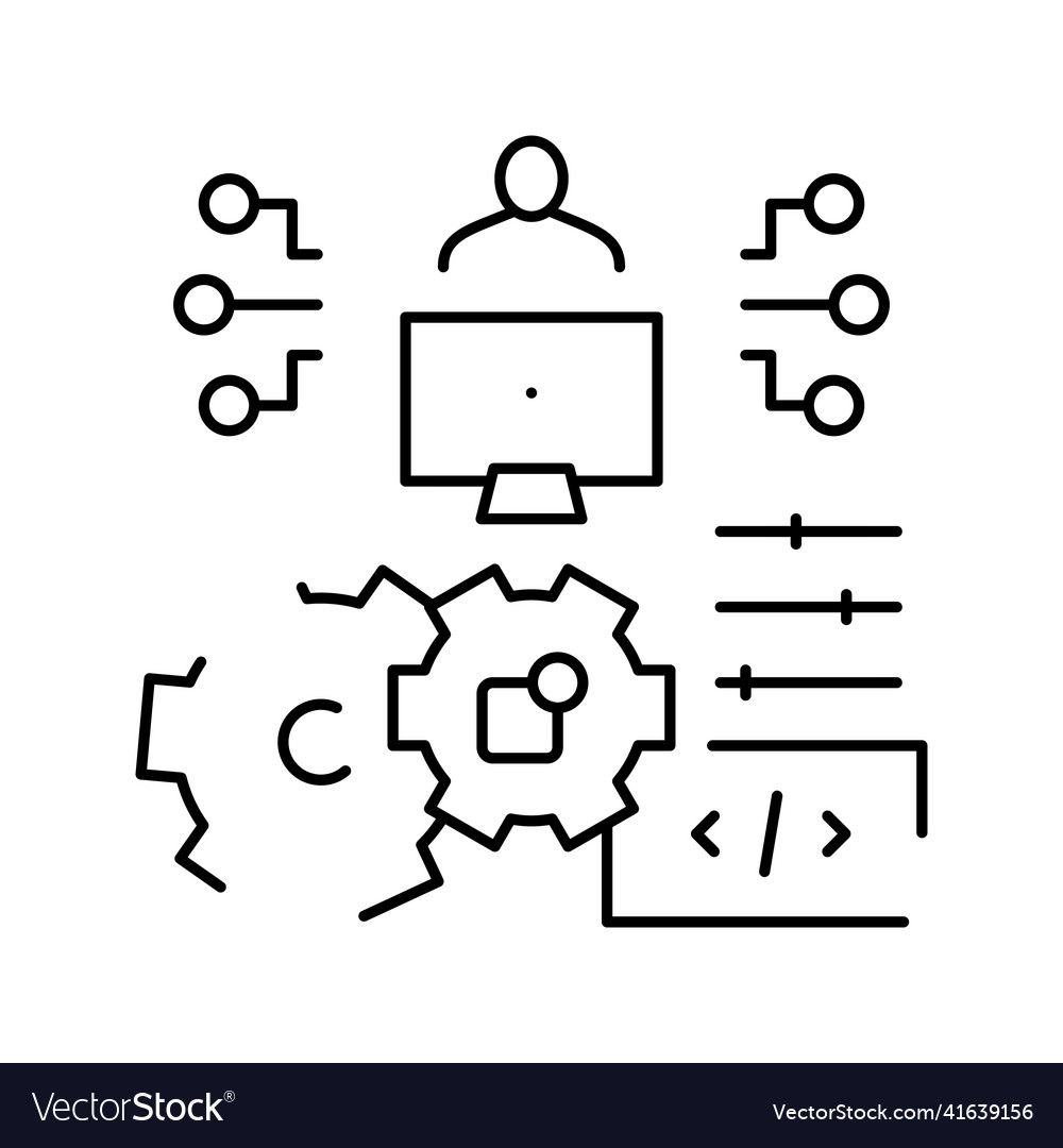 Development Erp Software Line Icon Royalty Free Vector Image