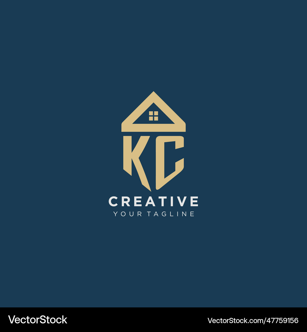 Initial letter kc with simple house roof creative Vector Image