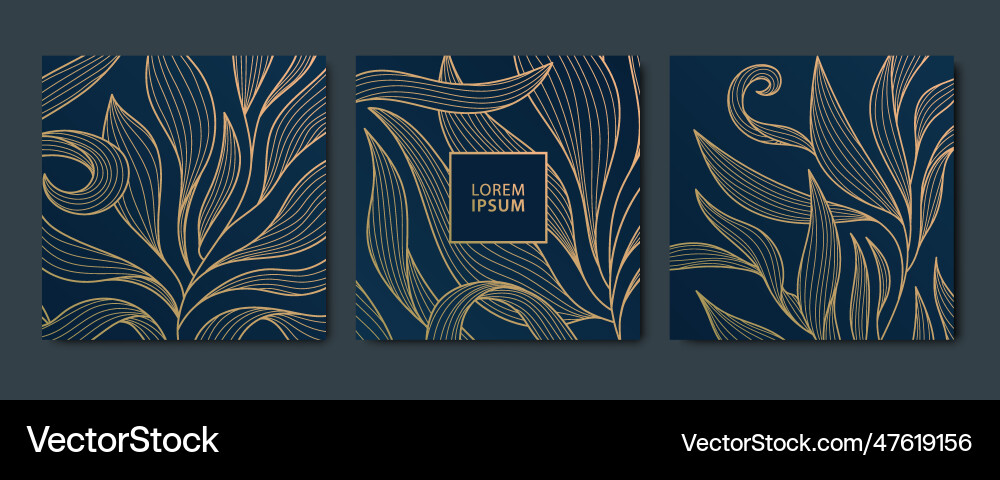 Set of leaf gold patterns art deco luxury Vector Image