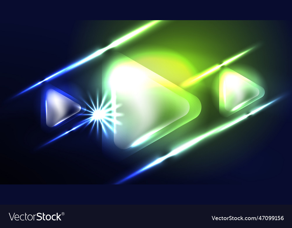 Techno neon triangles with light effects Vector Image