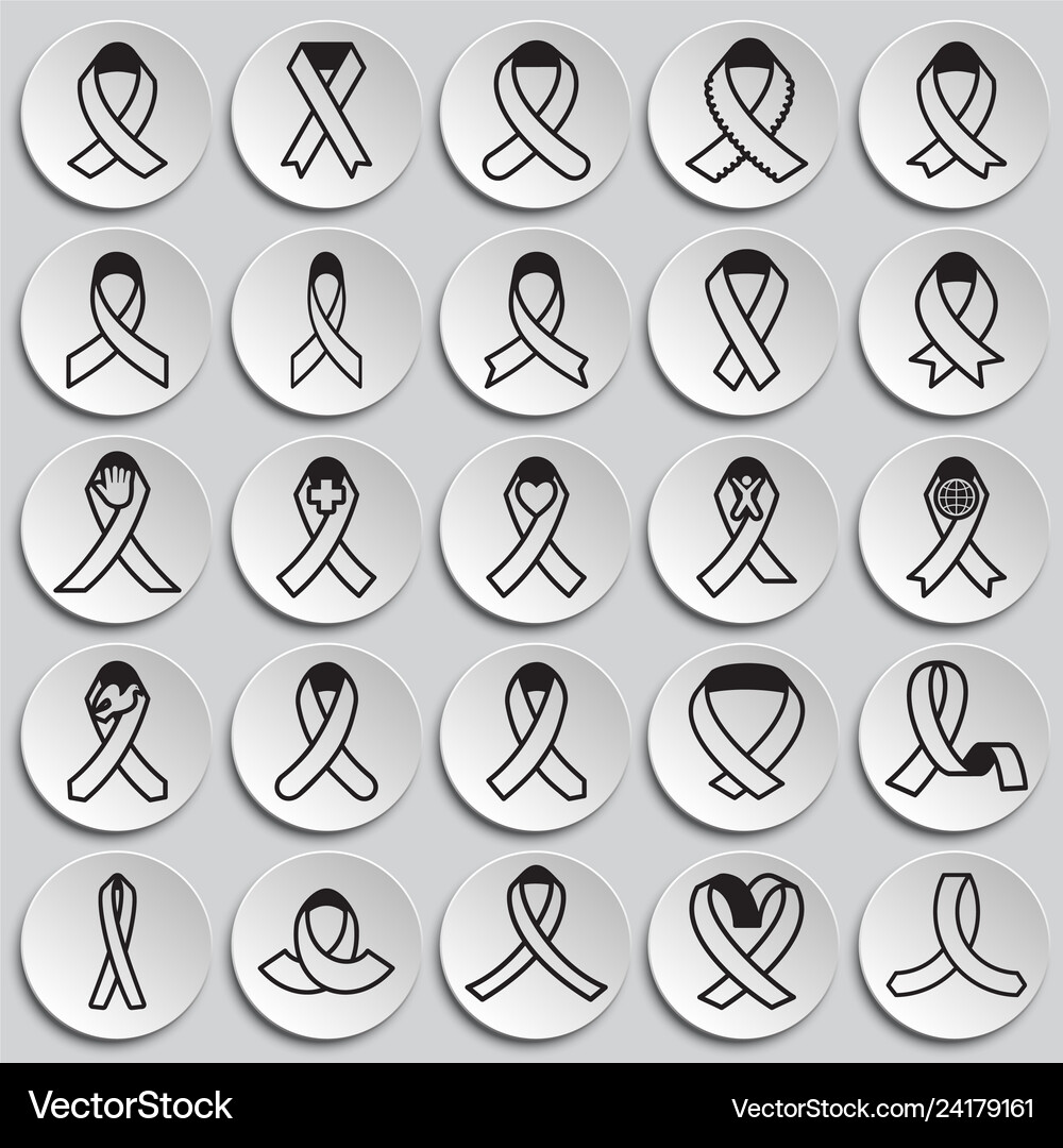 Awareness icons set on plates background Vector Image