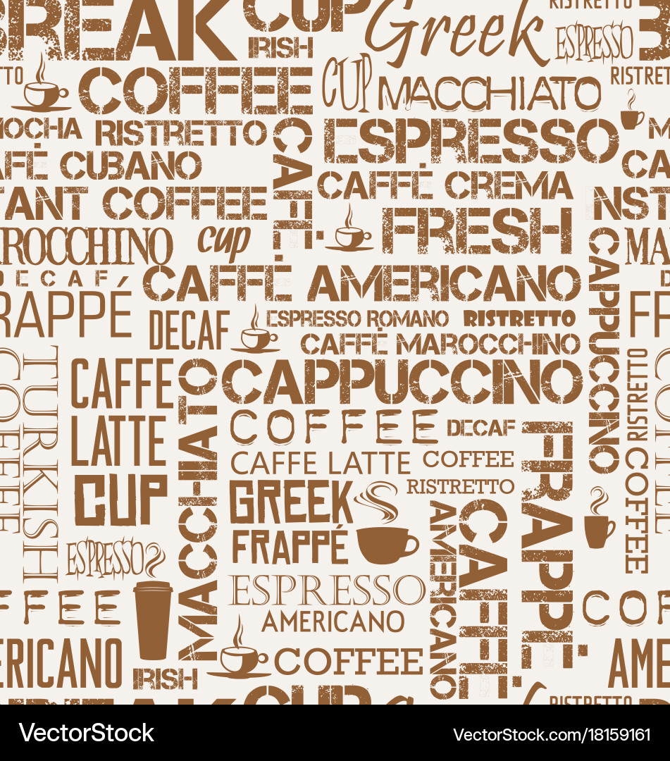 Background seamless tile of coffee words Vector Image