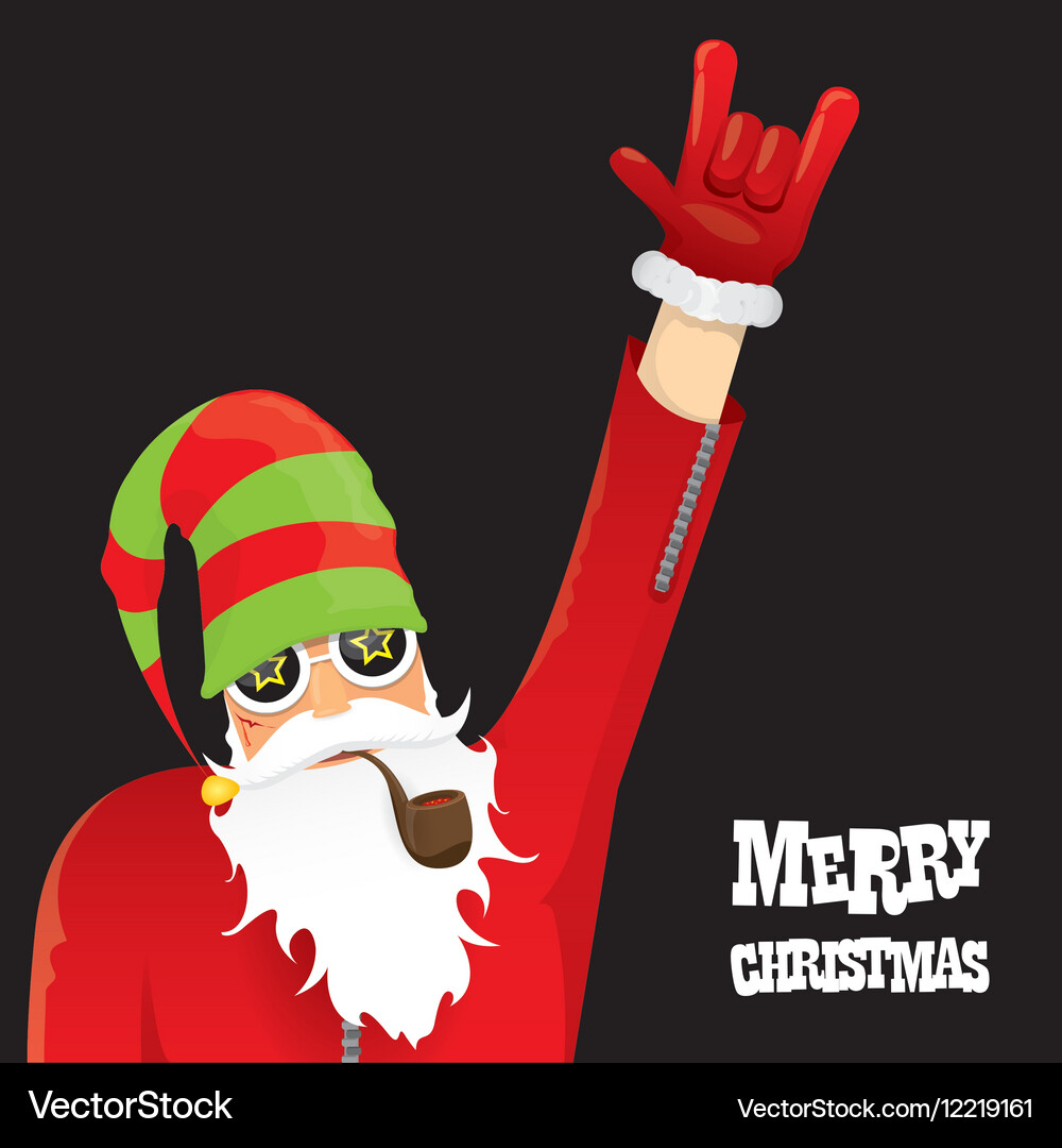 Biker santa claus with smoking pipe Royalty Free Vector