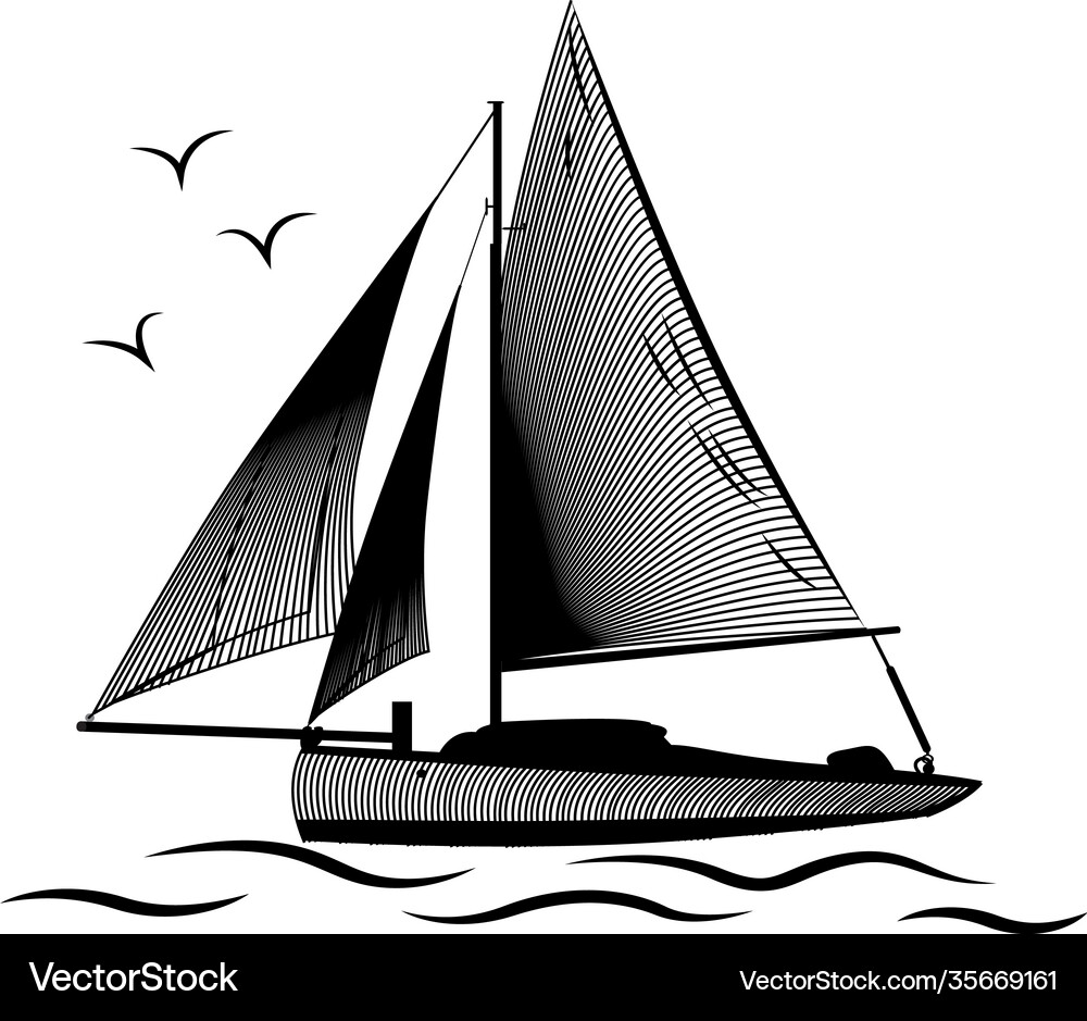 Boat sailing in a sea Royalty Free Vector Image