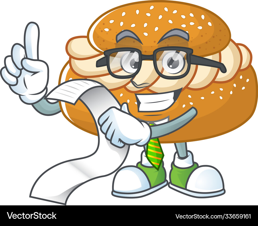 Cartoon character semla holding menu on his hand Vector Image