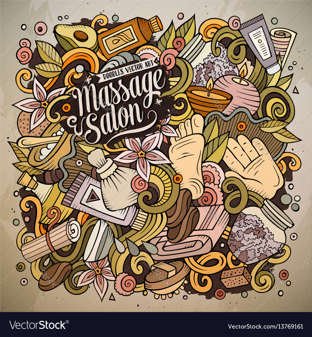 Cartoon cute doodles hand drawn massage Royalty Free Vector