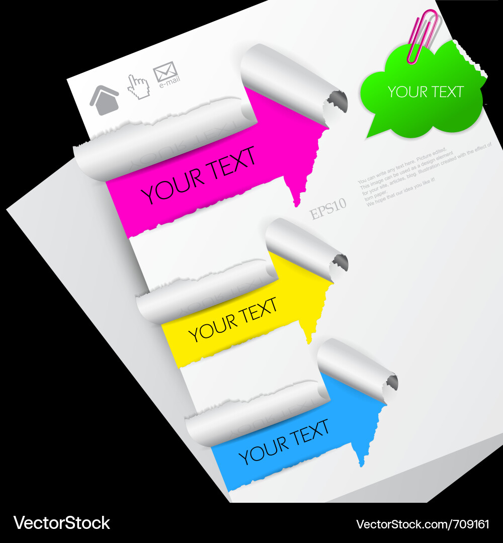 Colorful arrows on the paper sheet torn Royalty Free Vector