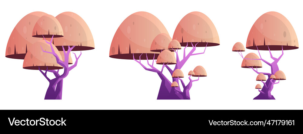 Colorful cartoon tree collection isolated Vector Image