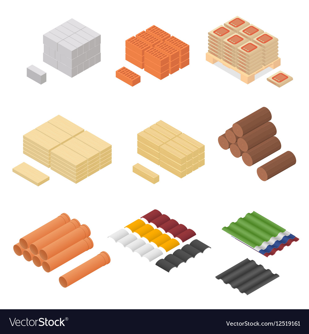 Construction material isometric view Royalty Free Vector