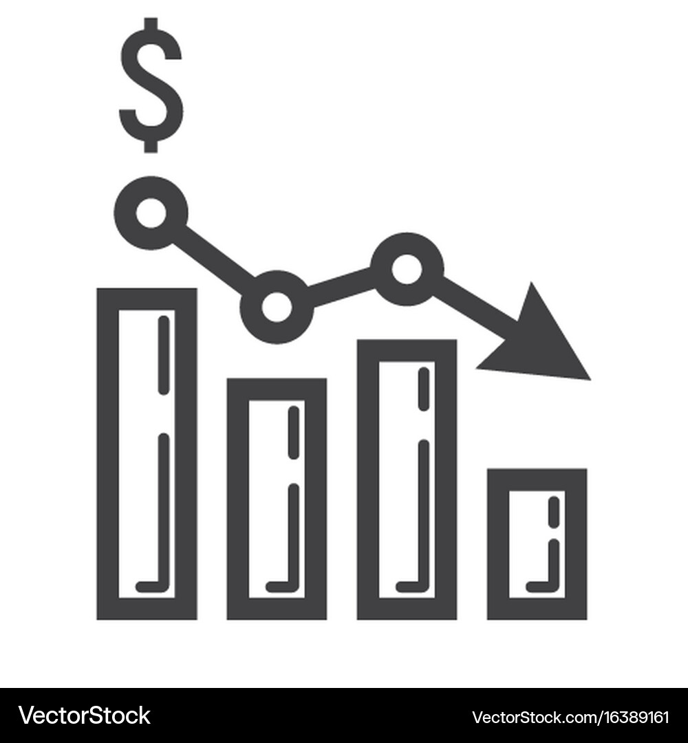 Declining graph line icon business and finance Vector Image