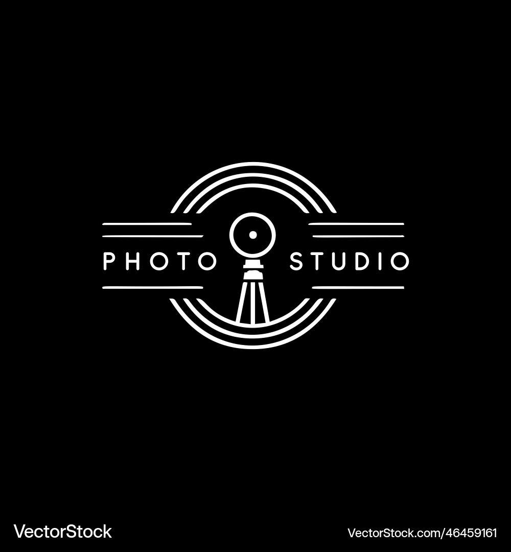 Photo studio vintage retro emblem white linear Vector Image