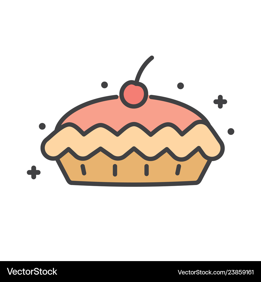Pie outline icon on white background for graphic Vector Image