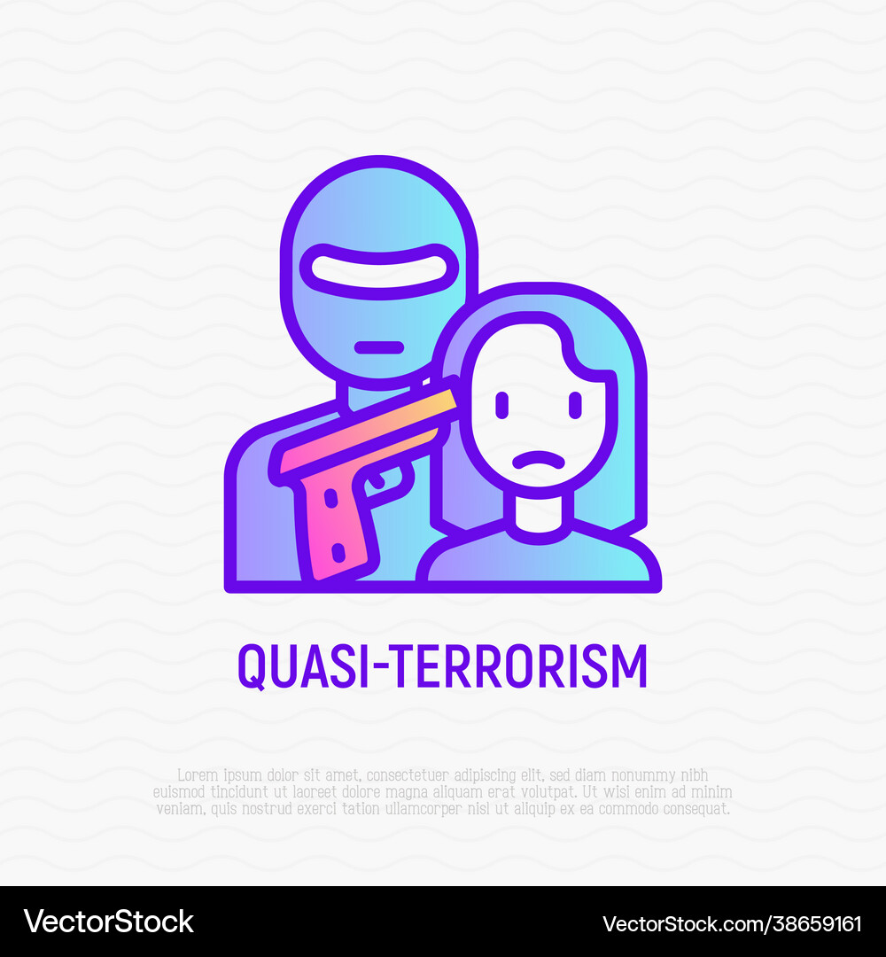 Quasi-terrorism thin line icon terrorist in mask Vector Image