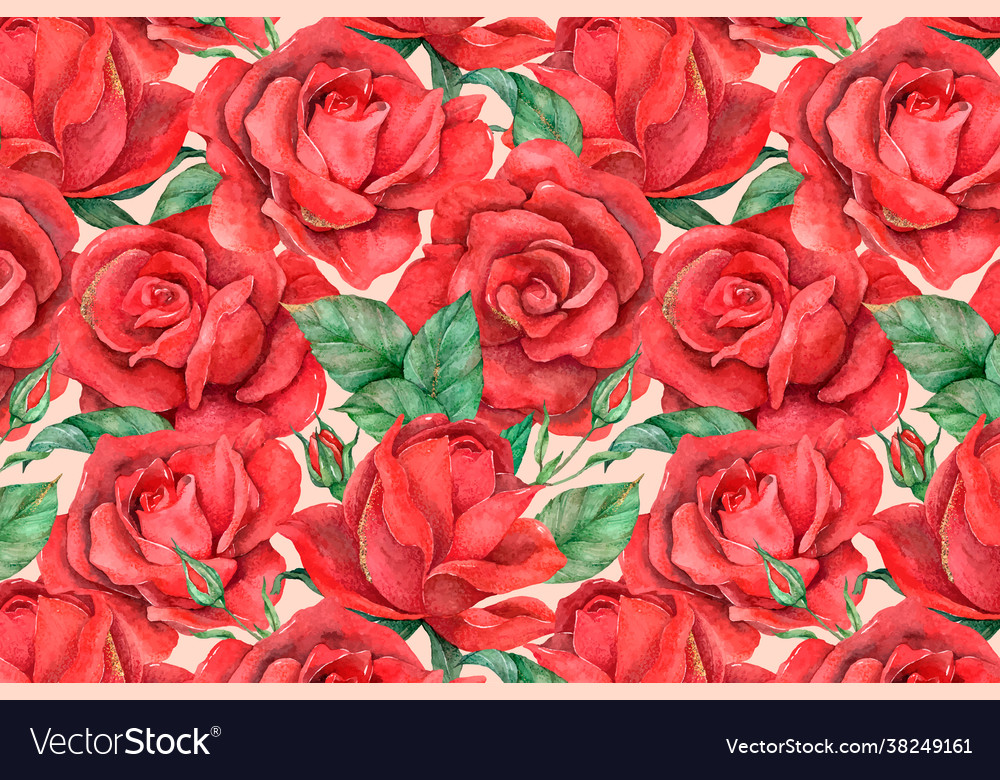 Red rose pattern background Royalty Free Vector Image