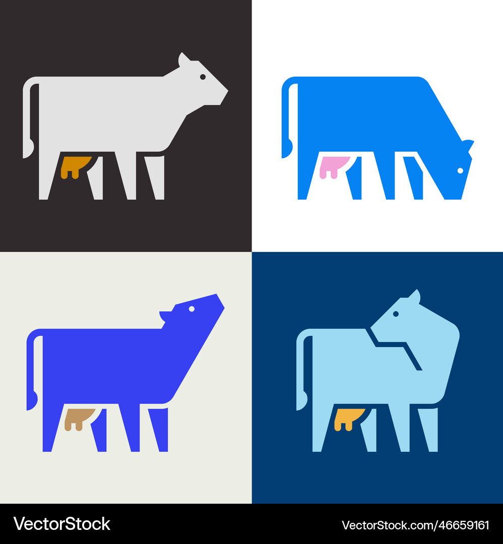 Set of cow logo Royalty Free Vector Image - VectorStock