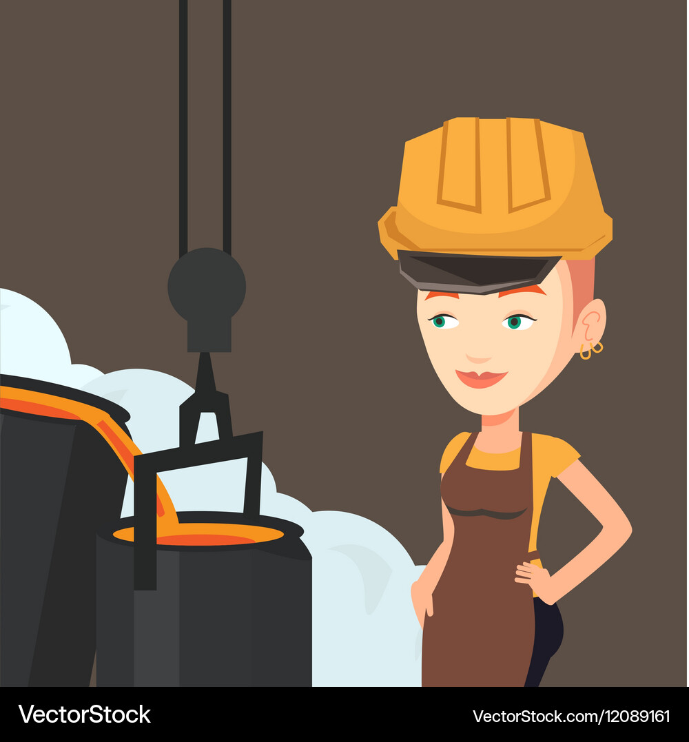 Steelworker in hardhat at work the foundry Vector Image