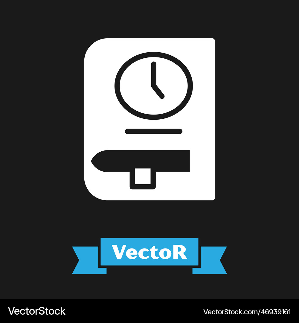 White time for book icon isolated on black Vector Image