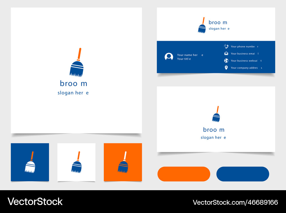 Broom logo design with editable slogan branding Vector Image