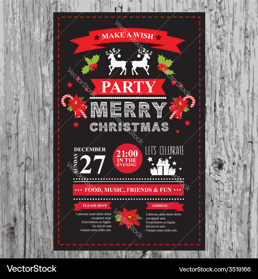 Christmas restaurant and party menu invitation Vector Image
