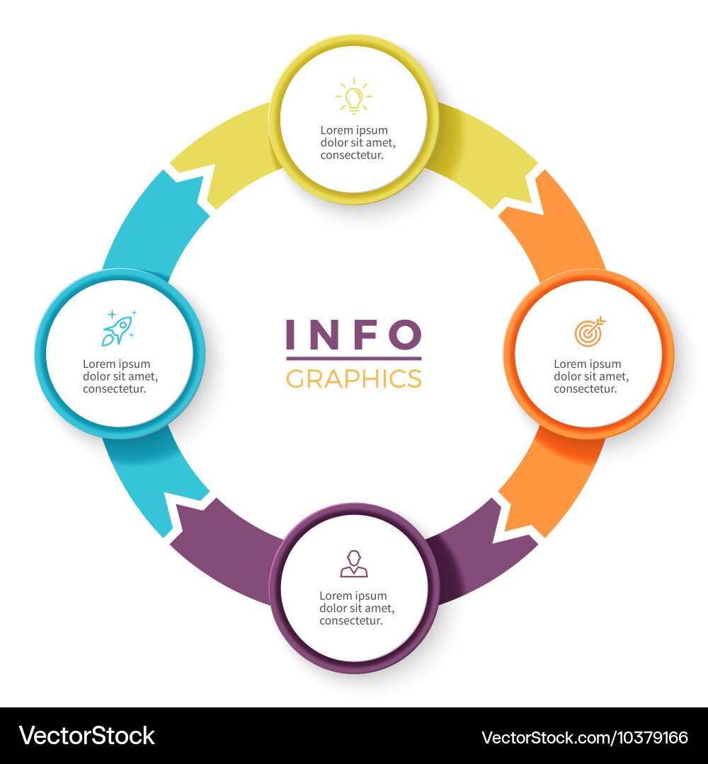 Circular arrows for infographics diagram with 4 Vector Image