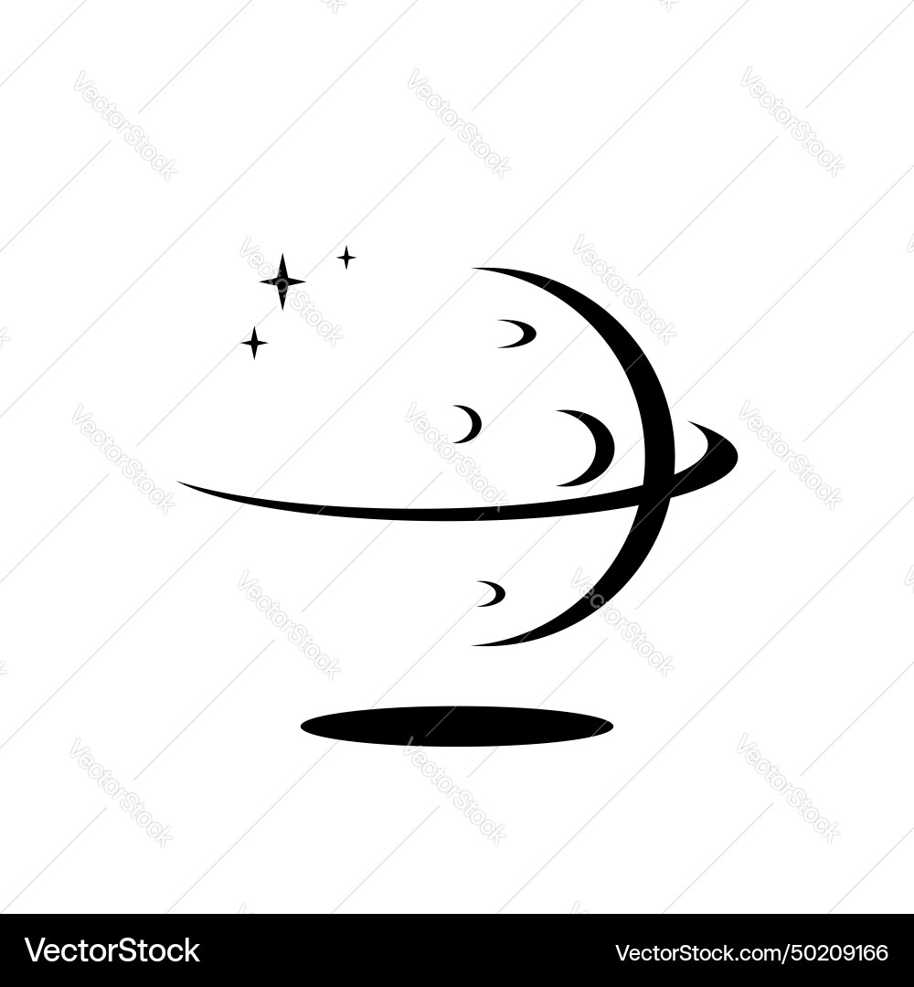 Cosmic logo abstract planet with rings craters Vector Image