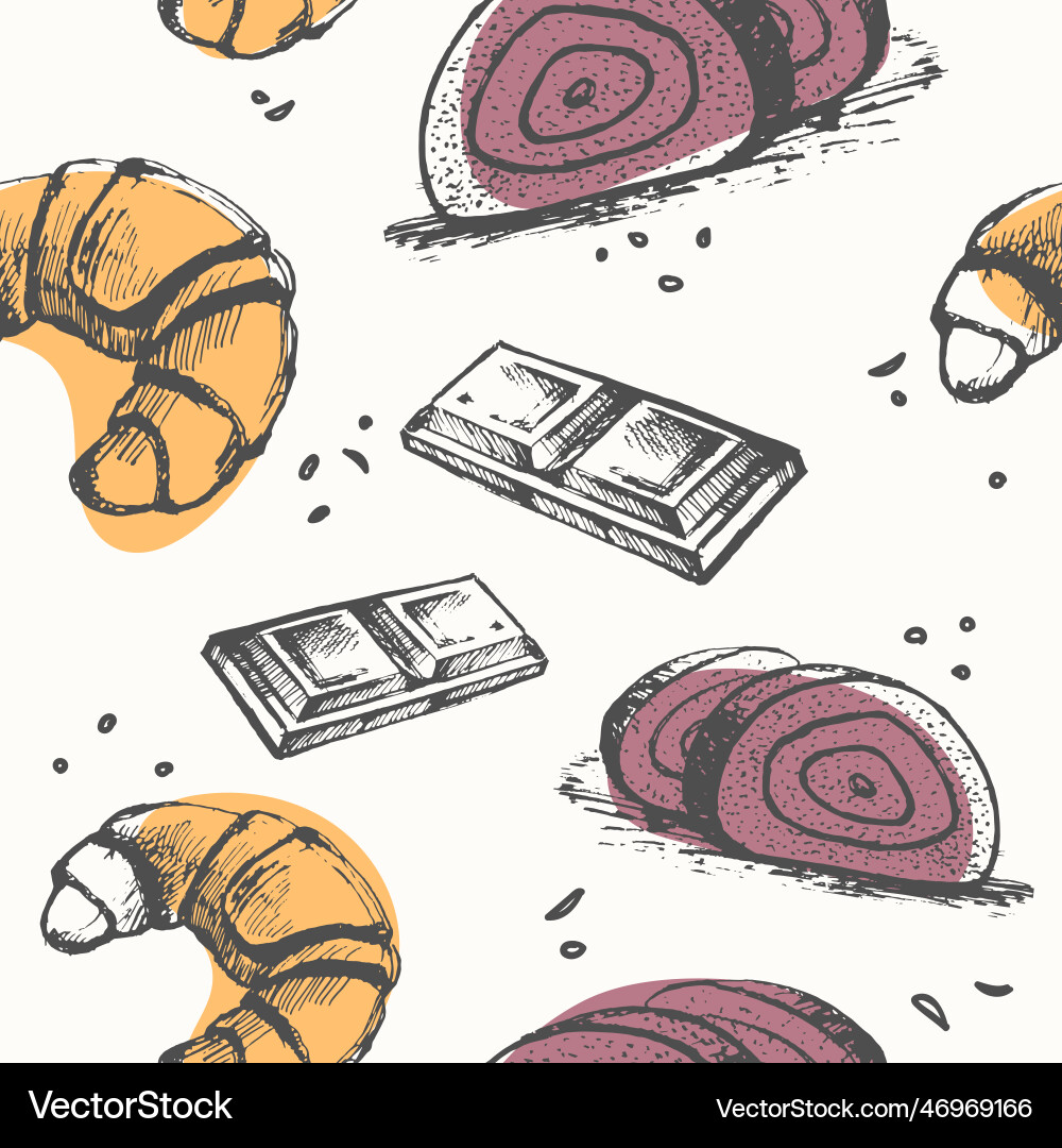 Desserts and sweets from cafe or restaurant print Vector Image