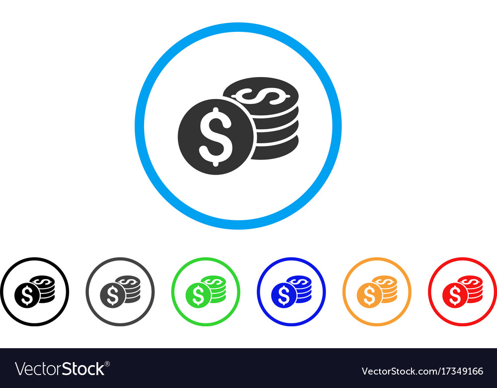 Dollar coin stack rounded icon Royalty Free Vector Image
