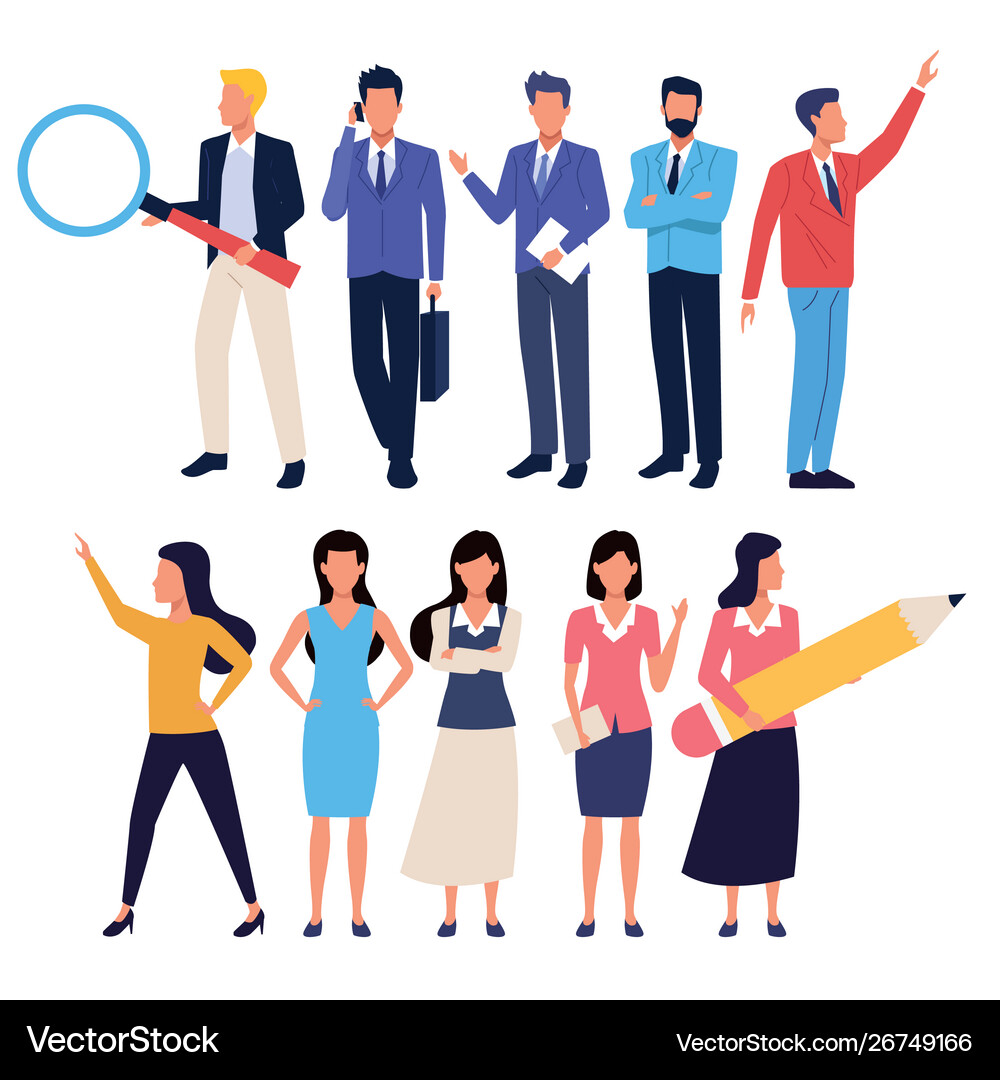 Executive business workers characters avatars Vector Image