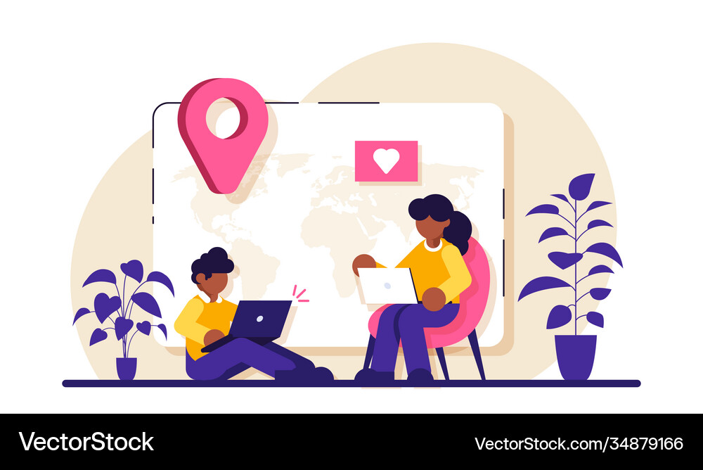 Remote freelance worker concept distance job man Vector Image