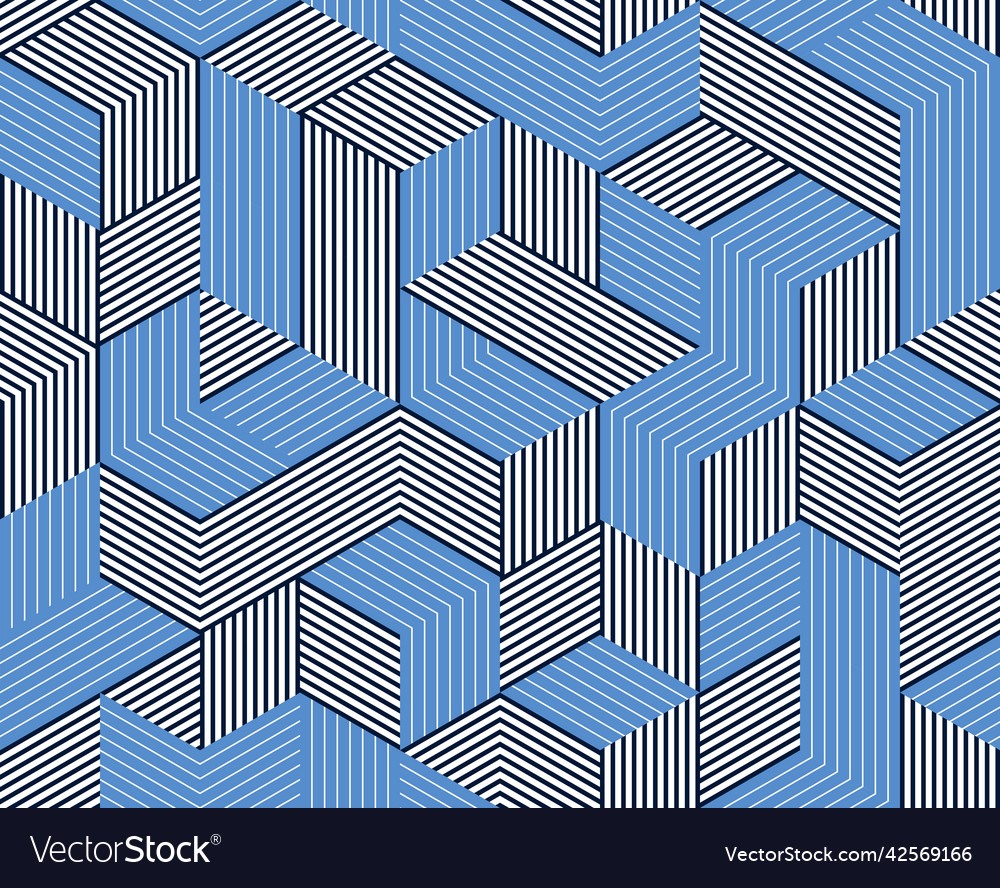 Seamless Isometric Lines Geometric Pattern 3d Vector Image