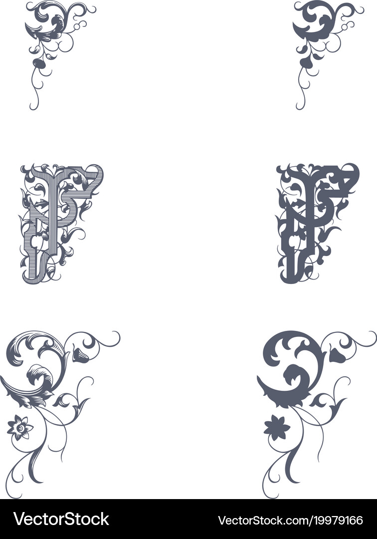 Set of decorative corner ornaments Royalty Free Vector Image